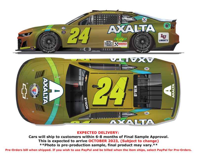 William Byron 2023 Axalta Darlington Throwback 1:24 Elite Nascar Diecast